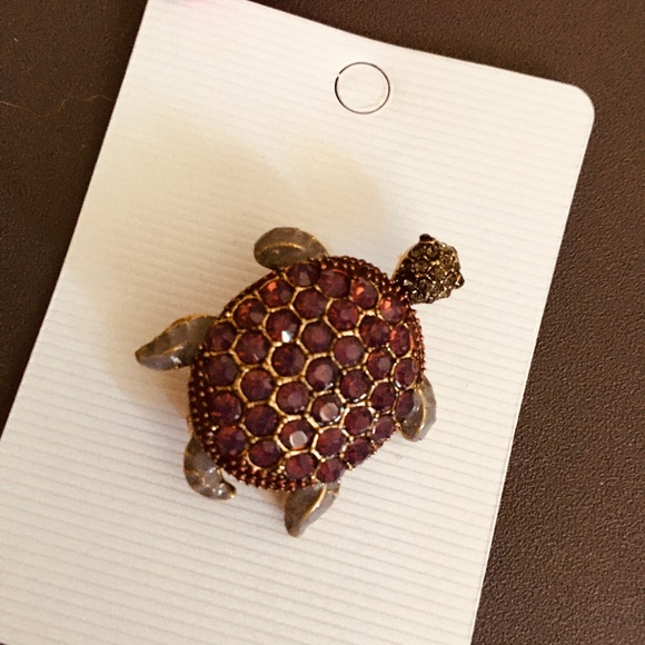 Jewelry | Crystal Studded Turtle Brooch | Poshmark
